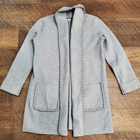Magaschoni | Sweaters | Magaschoni Gray Duster Open Front Cardigan Coatigan Pocket Preppy Work ...